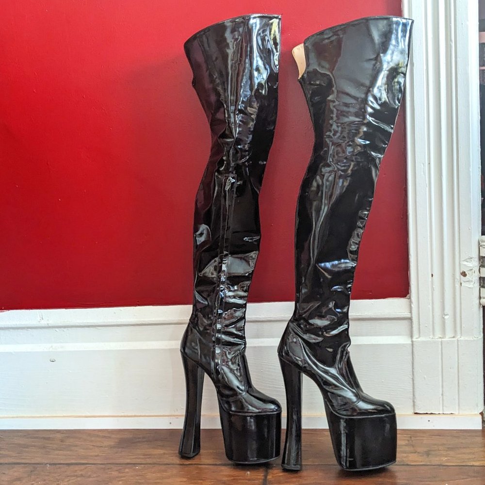 Ritual Fetish Genuine Patent Leather Crotch-High Plat… - Gem